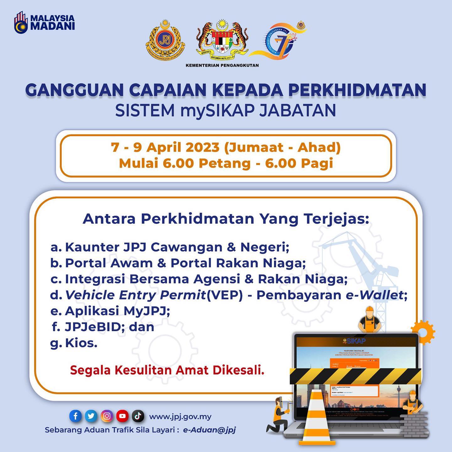 JPJ Maklum Khidmat Sistem MySikap Akan Tergendala Bermula Petang Ini ...
